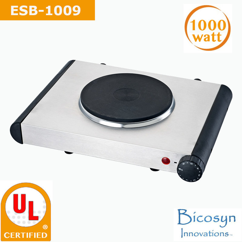 1000/1500 Watt Cheap Single Buffet Burner Electric Hot Plate, Black, UL, Camping,School,Outdoor Stove