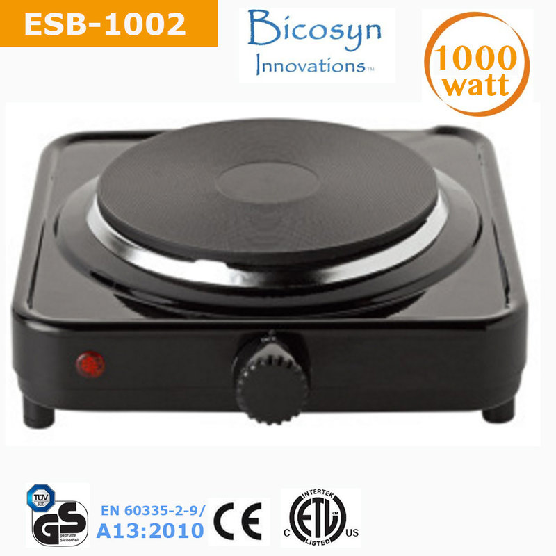 1000 Watt  Single Buffet Burner Electric Hot Plate, Black, UL, Camping,School,Outdoor Stove