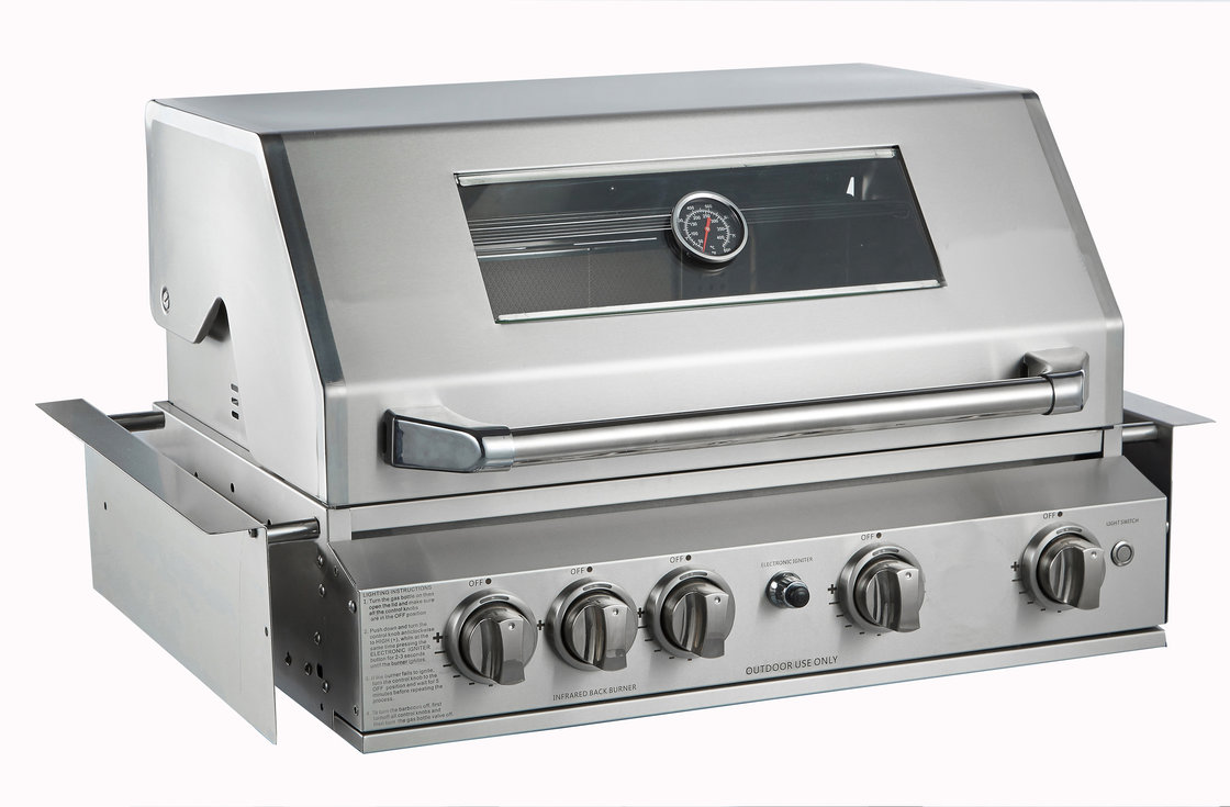 High End outdoor bbq kitchen built in 4 3KW 304 tube burners gas bbq grill bbq with rear burner, full stainless steel