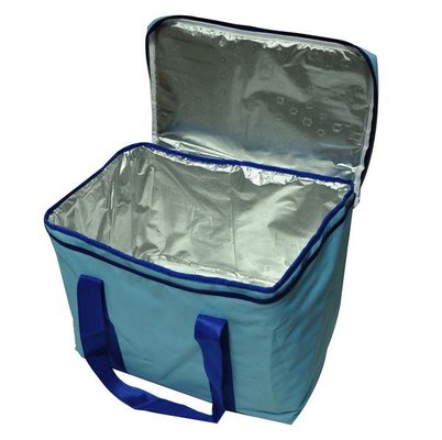 Reusable polyester cooler bag for frozen seafood