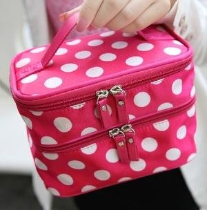 Double high-capacity zipper makeup bag lady's handbag