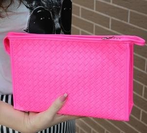 Fashion knitting fluorescent high-capacity lady makeup bag