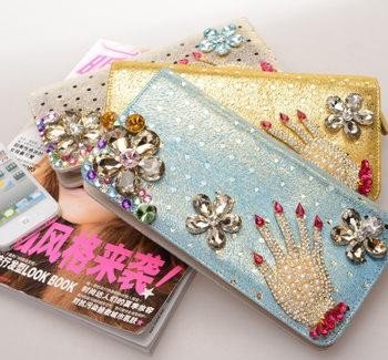 new female long  zipper wallet,damond wallet