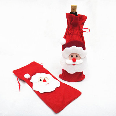 Christmas santa bag for Red Wine Bottle Cover