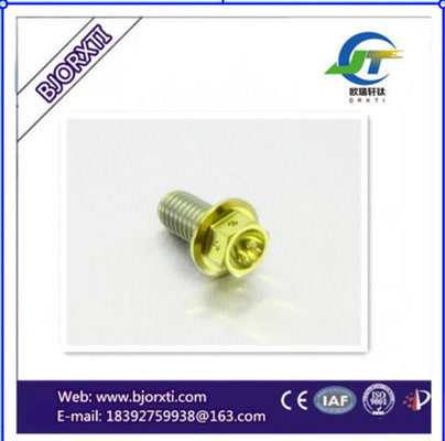 Titanium Alloy Screws BOLT GR5 TC4 DIN6921 M10 X 30 Flange Head For Bike Yellow Color