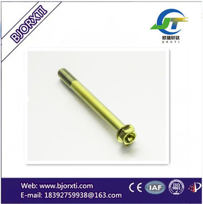 Titanium Alloy Screws BOLT GR5 TC4 DIN6921 M10 X 30 Flange Head For Bike Yellow Color