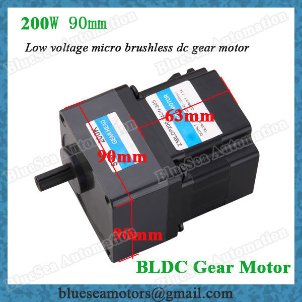 24V, 36V, 48V, 200W low voltage brushless DC gear motor ratio 5:1