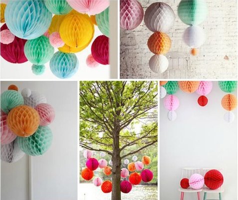 Wholesale Cheap Wedding Tissue Paper Tassel Garland Hot Pink Honeycomb Tissue Balls for Party Decoration