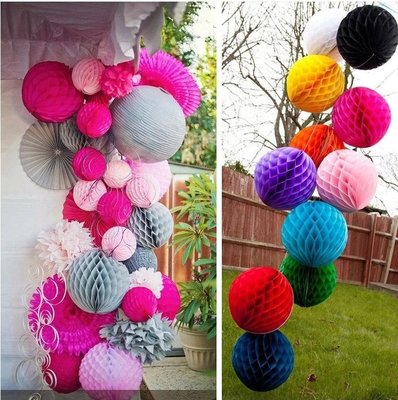 Wholesale Cheap Wedding Tissue Paper Tassel Garland Hot Pink Honeycomb Tissue Balls for Party Decoration