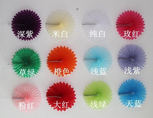 Offset Paper Hanging Fan for Wedding Party Exhibition Decorations