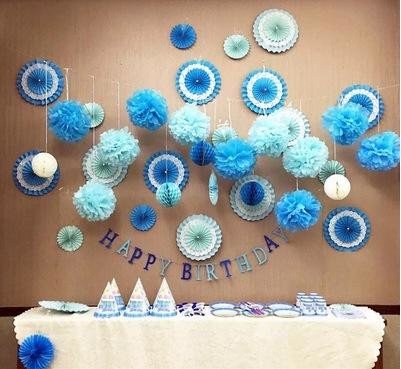 Chinese Purple Tissue Paper Decorative Fans for Wedding Party