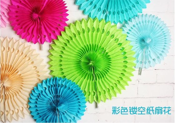 Green Paper Halo Fan for Decoration New Year Chirstmas Birthday Wedding Party