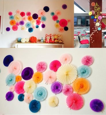 2016 Hot Sale High Quality Party Decoration Colorful Handmaking Tissue Paper Fan