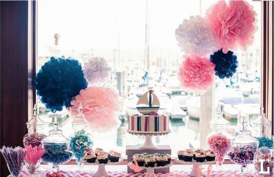 Hot selling Wedding Party Decoration Strips Tissue Paper Tassel pompoms graduation favor