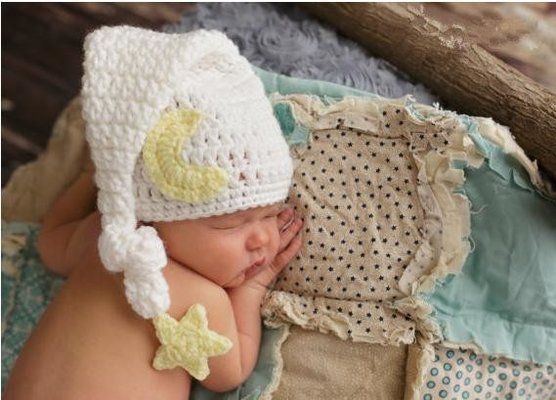 Baby Photography Prop Crochet Knit Boy Star Moon Infant Hat