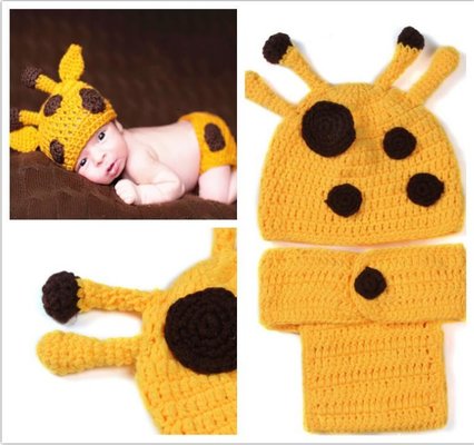 Newborn Fawn Bonnet and Pant Sets Knit Baby Overall Crochet Baby Hooded Romper Fawn Baby Hat