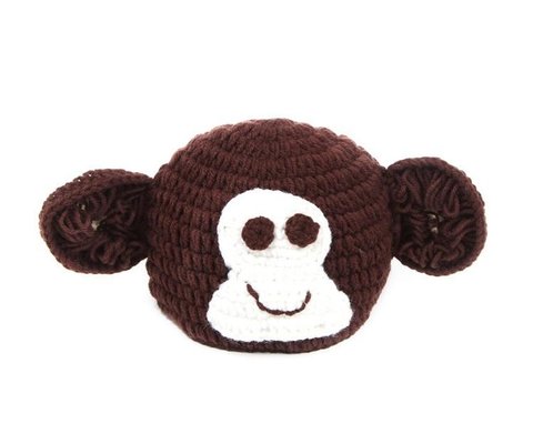 Free Shipping Soft Short Crochet Newborn Baby Photography Props Knitted Monkey Infant Photo Headbands