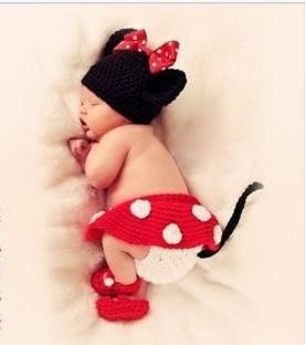 Newborn Baby Photo Prop Crochet Custom Mickey Mouse Photography Back Drop Props Clothing Sets