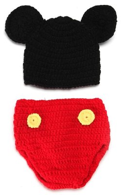Newborn Baby Photo Prop Crochet Custom Mickey Mouse Photography Back Drop Props Clothing Sets