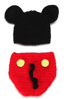 Newborn Baby Photo Prop Crochet Custom Mickey Mouse Photography Back Drop Props Clothing Sets
