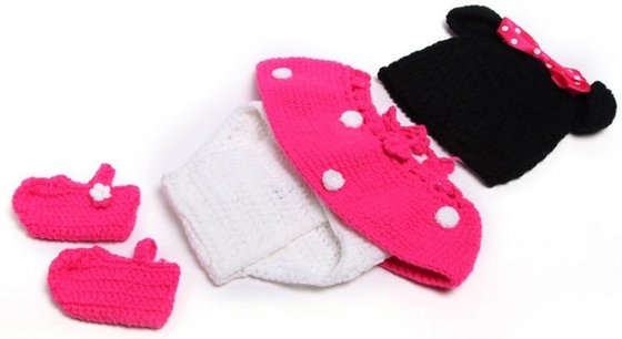 Newborn Baby Photo Prop Crochet Custom Mickey Mouse Photography Back Drop Props Clothing Sets