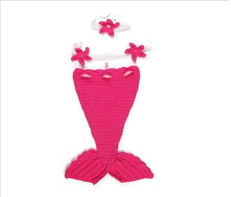 Newborn Baby Mermaid Cotton Photography Prop Animal Crochet Knitted Dress Sets