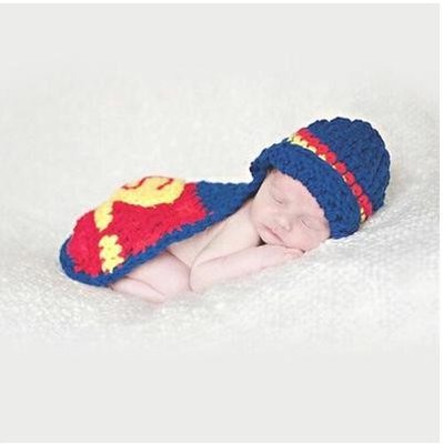 2016 Superman in Blue Yellow Red Colour Baby Photography Props Newborn