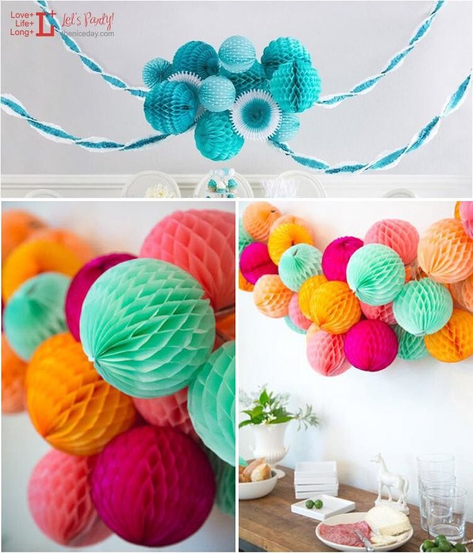 Handmade Birthday Party Favors Tissue Paper Honey comb Flower Balls for Decorations