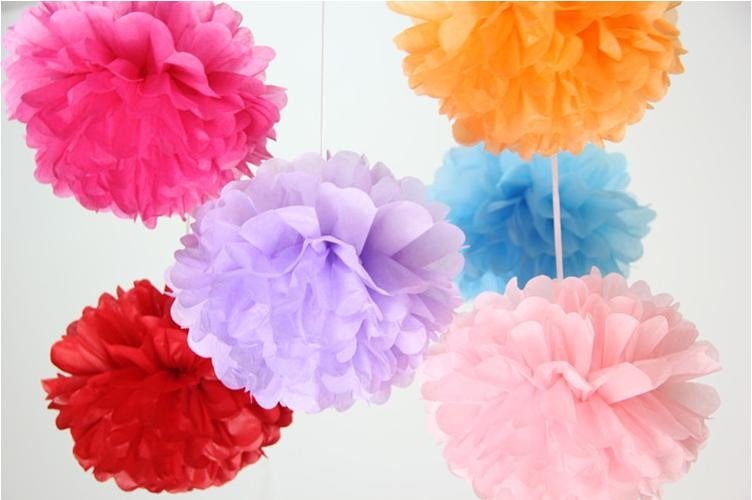 DIY Flowers Tissue Paper Decoration Birthday Party Colourful Pom poms