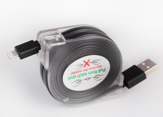 8 pin USB Retractable Charging Cable , TPE Colorful Flat Charging Cable
