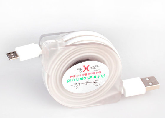 8 pin USB Retractable Charging Cable , TPE Colorful Flat Charging Cable