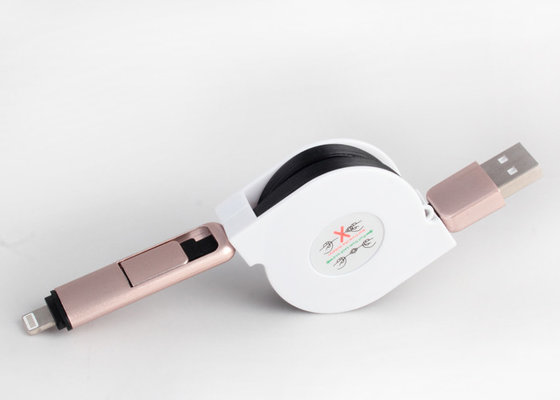Multifunction 2 In 1 Retractable Sync And Charge Cable Micro USB To USB
