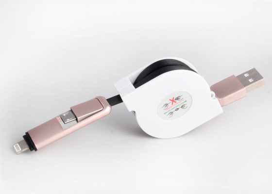 Multifunction 2 In 1 Retractable Sync And Charge Cable Micro USB To USB