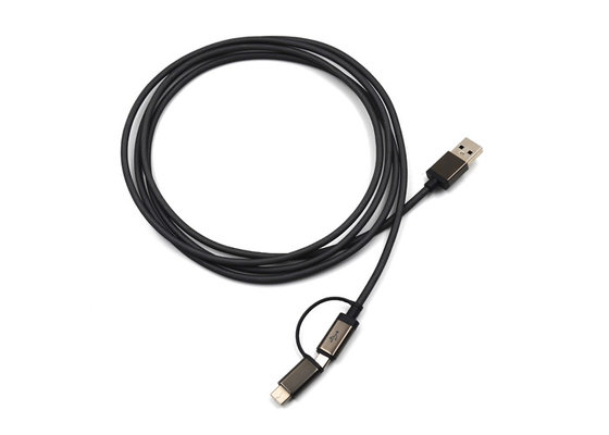 High Speed 2 in 1 USB Cable For iPhone , PVC Coated / MFI Certified Lightning