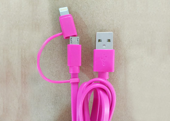 High Speed 2 in 1 USB Cable For iPhone , PVC Coated / MFI Certified Lightning