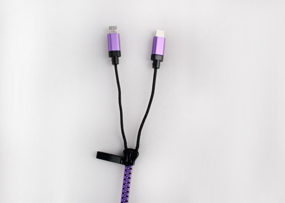 1m Flat Zipper Multifunction USB Cable With Metal Shell Micro USB / 8pin