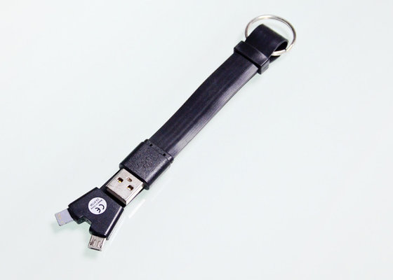 2 In 1 Flat Keychain USB Data Cable 20cm , Micro / 6pin Fast Charging Cable
