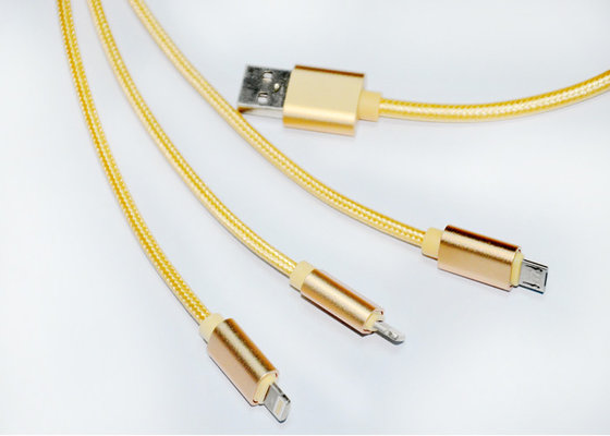 Triple High Speed Multifunction USB Cable With 2 Micro USB / 1 Type C USB