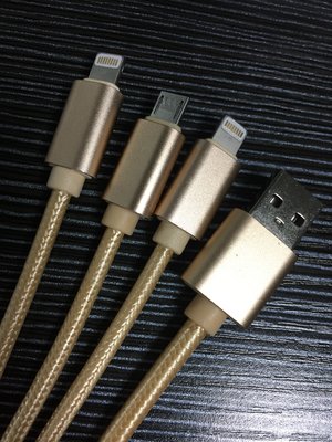 Triple High Speed Multifunction USB Cable With 2 Micro USB / 1 Type C USB