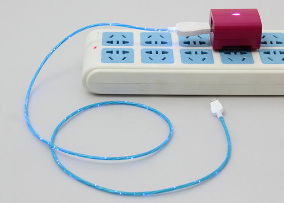 Blue Light Up Charging Cable MFI Certified , Micro To USB Sync Data Cable