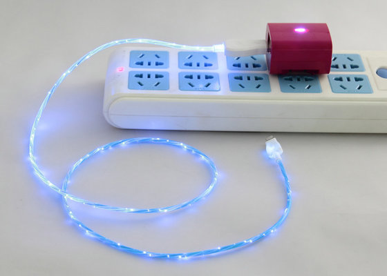 Blue Light Up Charging Cable MFI Certified , Micro To USB Sync Data Cable