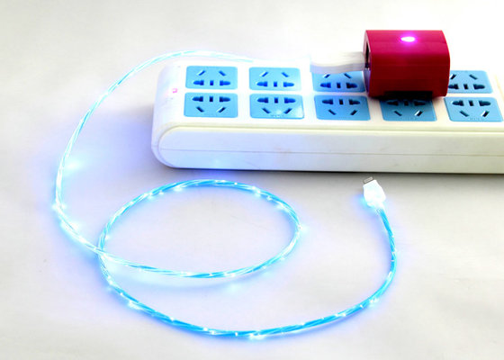 Blue Light Up Charging Cable MFI Certified , Micro To USB Sync Data Cable
