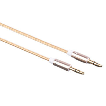 Metallic 3.5mm Textile Braided Audio Cable Male To Male With Metal Housing