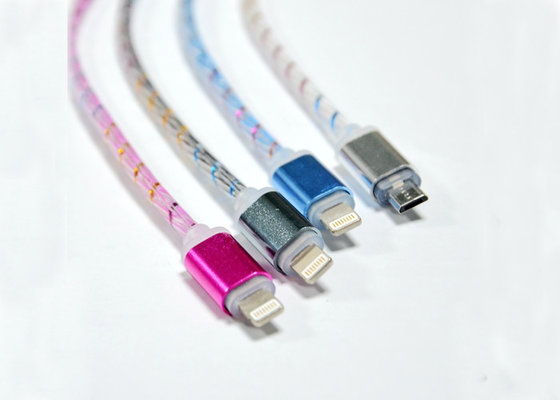 Colorful 5V Round MFI Certified Lightning Cable With LED Light Indicator