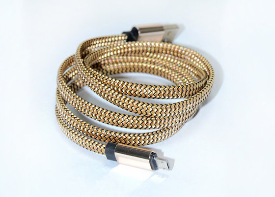 3.3ft Flat Fabric Braided Micro USB Charging Cable For Cell Phones , Portable