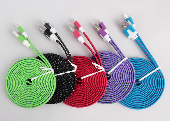 2 Color Tone Micro USB Charging Cable , Mirco To USB Flat Charging Cable