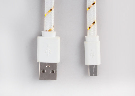 3ft 6ft 10ft 2A High Speed Usb Cable Gloss Braided Textile With 1m Flat Cord
