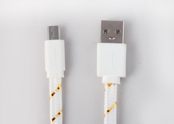 3ft 6ft 10ft 2A High Speed Usb Cable Gloss Braided Textile With 1m Flat Cord
