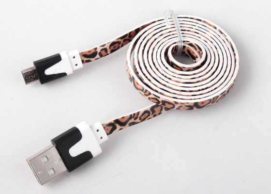 Flat Printed Micro USB Charging Cable High Speed For Mobile Charge And Sync
