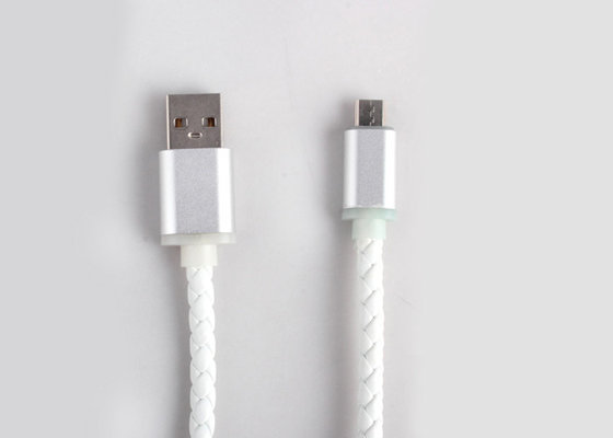PU Leather Coated Braid Micro USB Charging Cable 2A Male To Male USB Cable